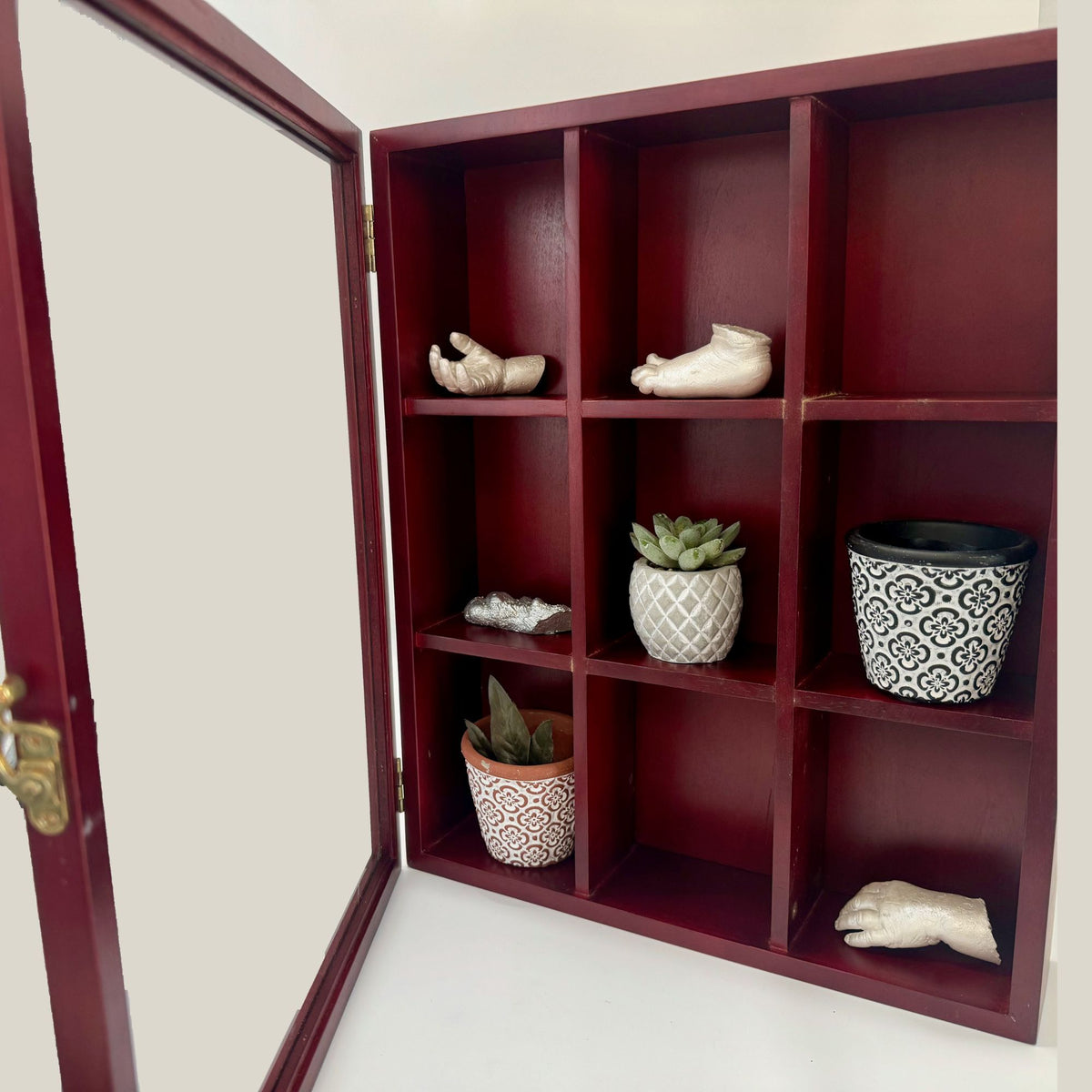 Mahogany Display Case with Glass Door – Crystal Keepsakes