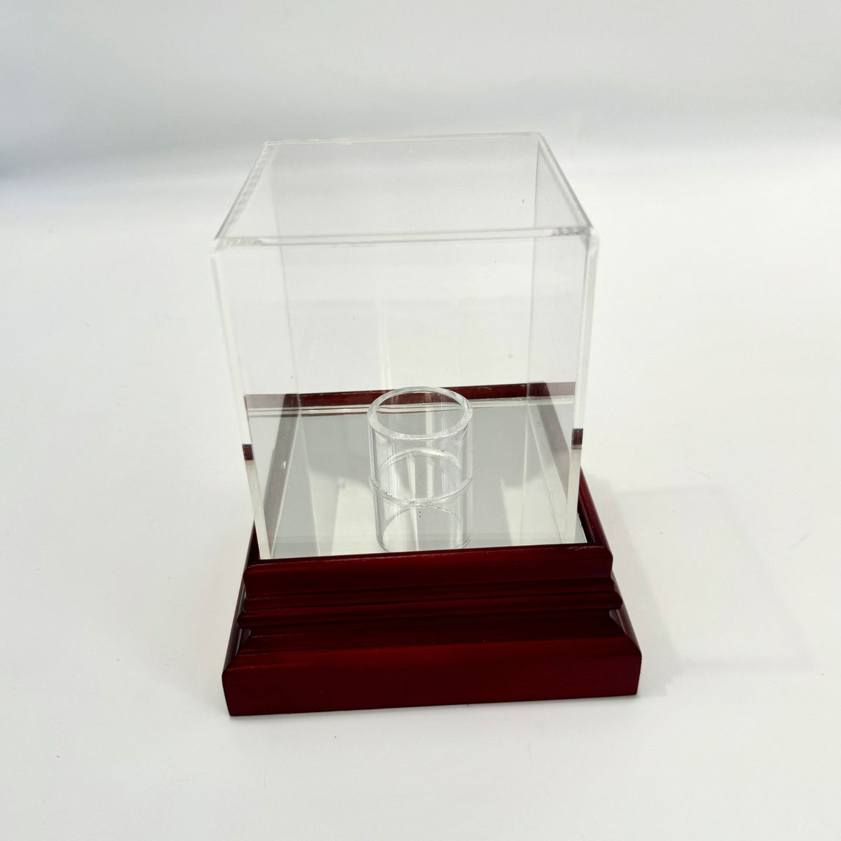 Display Cube on Mahogany Base – Crystal Keepsakes